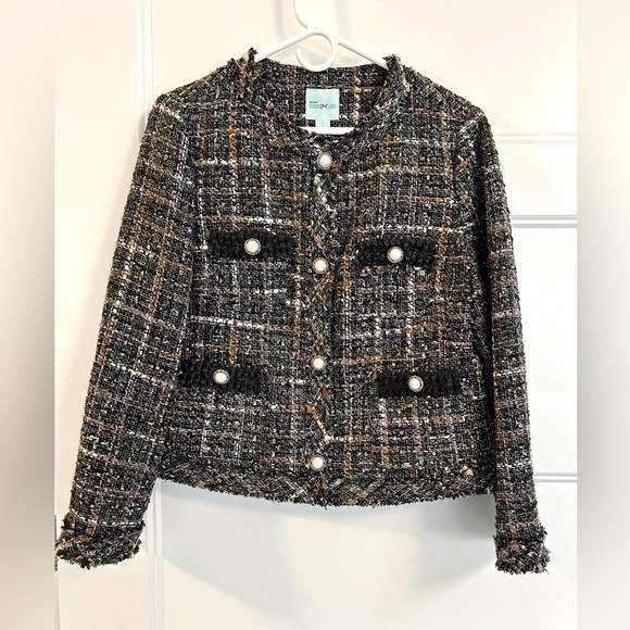 Old Navy | Jackets & Coats | Old Navy Studio Spotlight Gray Grey Black Brown Fully Lined Tweed ...